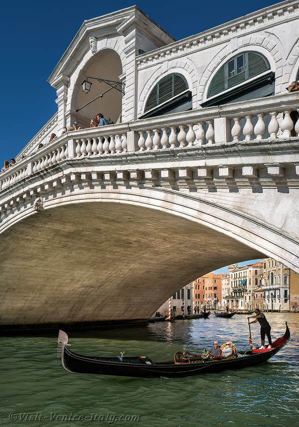 The Rialto Bridge on Venice Grand Canal in Venice Italy