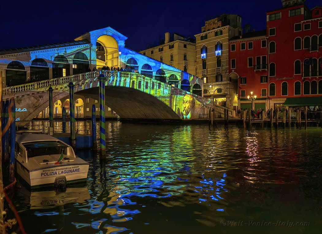 The Rialto Bridge on Venice Grand Canal in Venice Italy