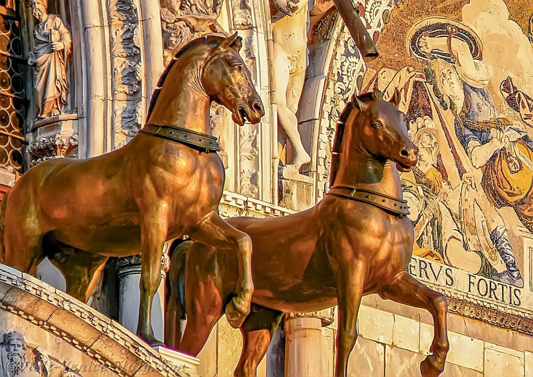 St. Mark Gold Basilica its Domes and Horses in Venice Italy