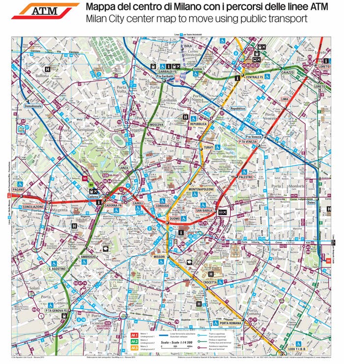 Bus and Tram lines Maps in Milan, Italy