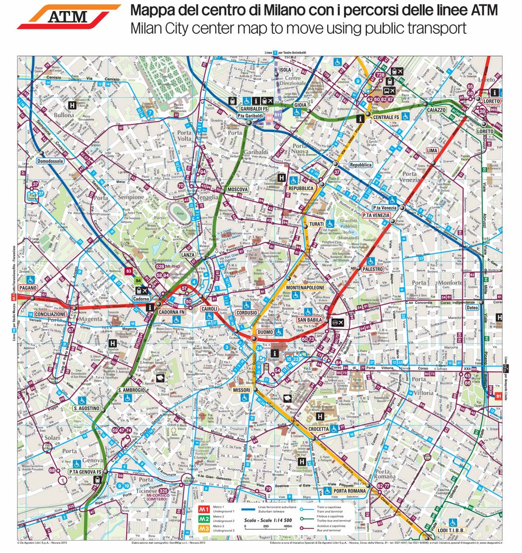 Bus and Tram lines Maps in Milan, Italy