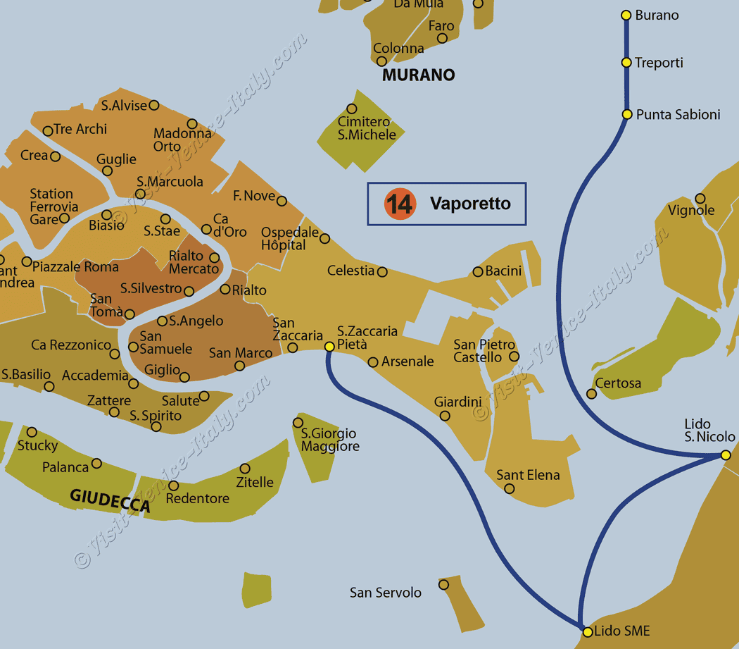 Transport Vaporetto Waterbus bus lines maps Venice Italy