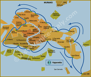 Transport Vaporetto Waterbus bus lines maps Venice Italy